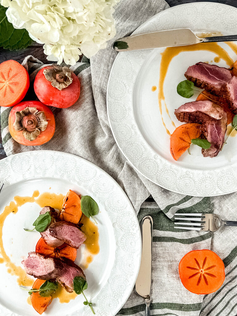 Citrus-Miso Glazed Duck Breast with Caramelized Persimmon - Be Wild Eats