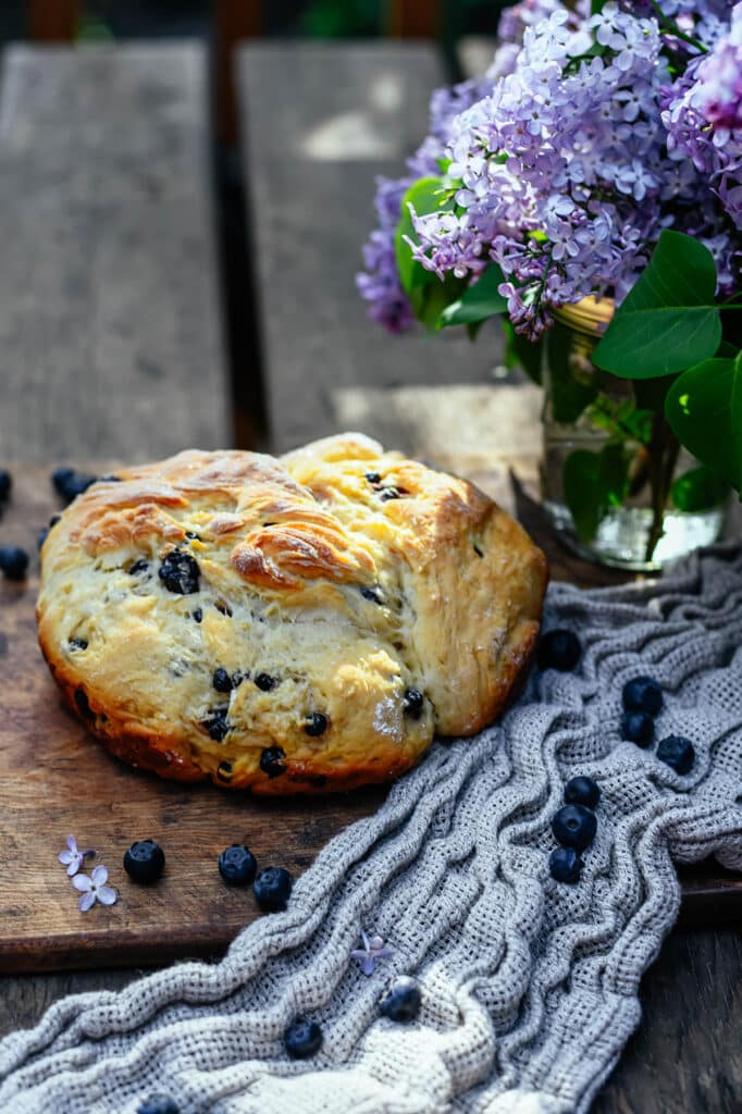 Dutch Oven Lemon Bread with Wild Blueberries - Be Wild Eats