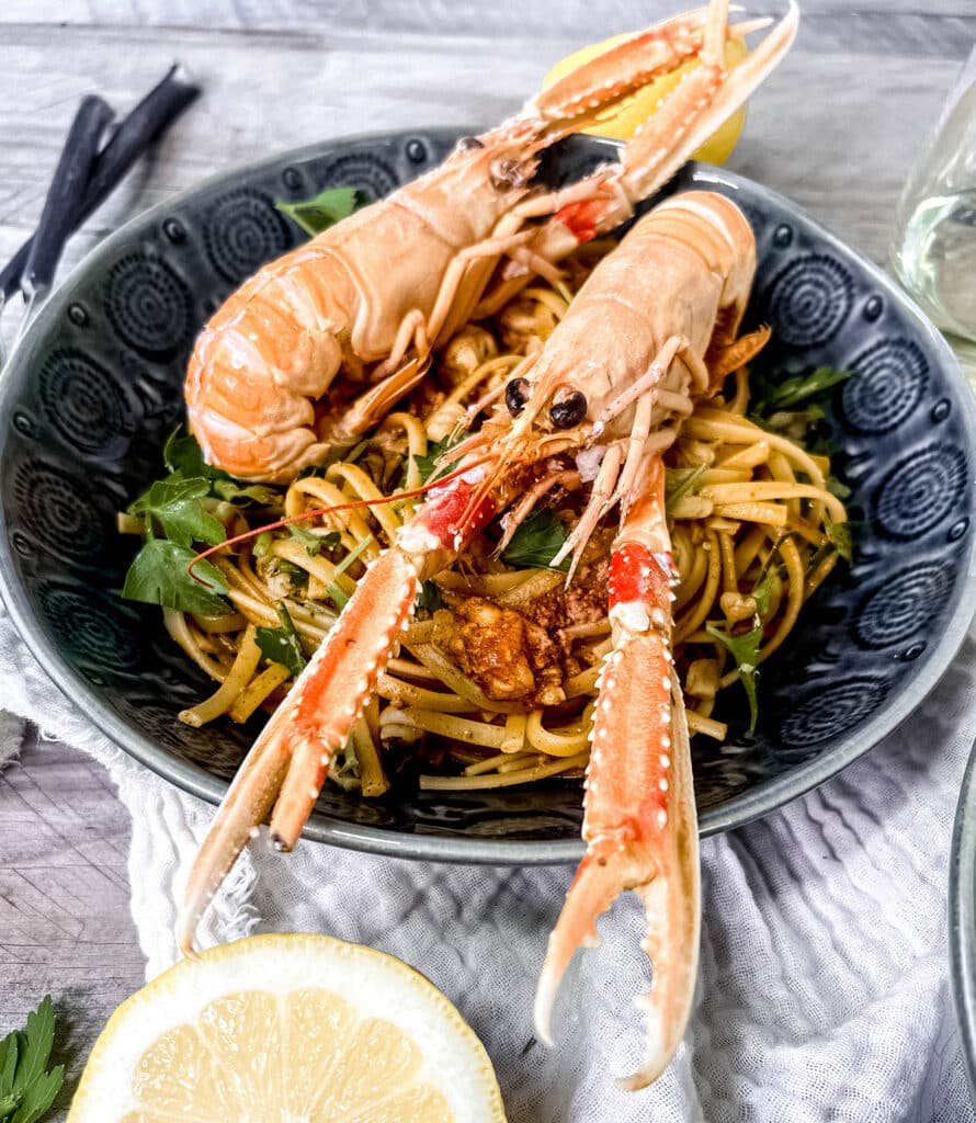 Langoustine Pasta with Chorizo - Be Wild Eats